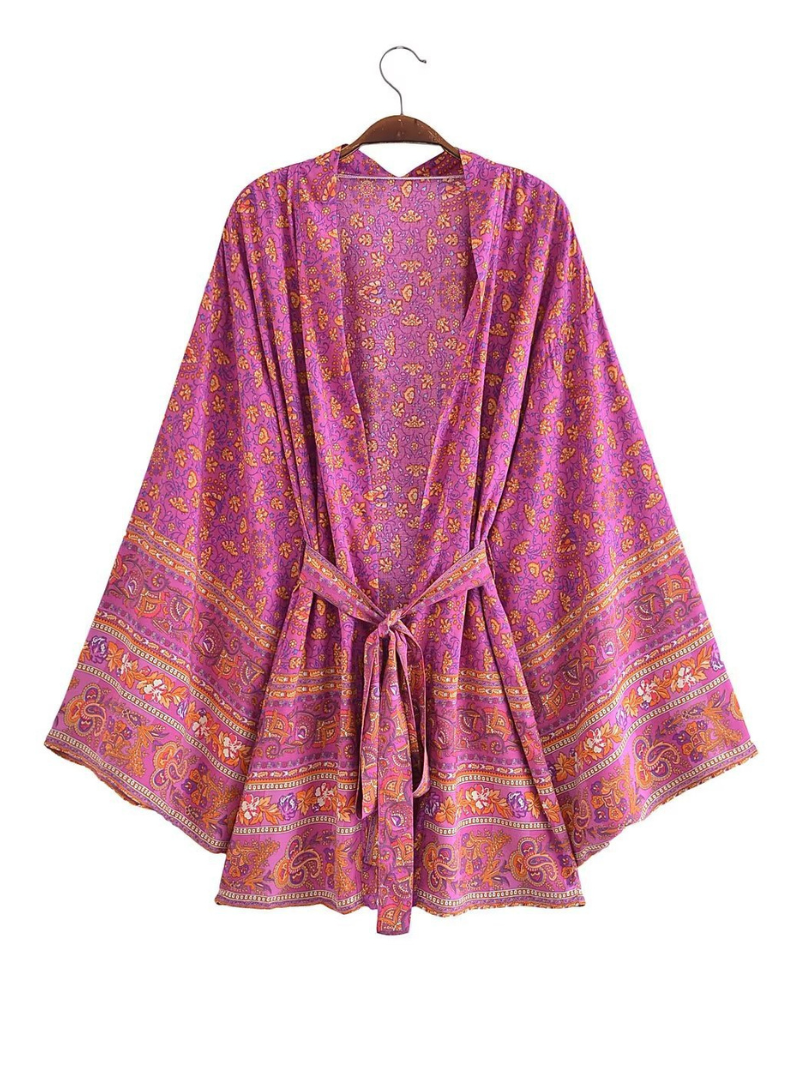 Women's Short Kimono Jacket. Short Kimono Robe. Bohemian Print Kimono ...