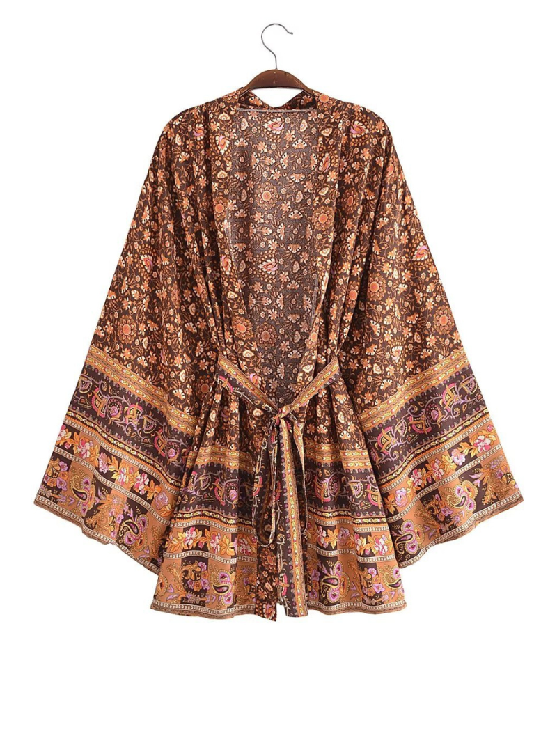 Women's Short Kimono Jacket. Short Kimono Robe. Bohemian Print Kimono ...